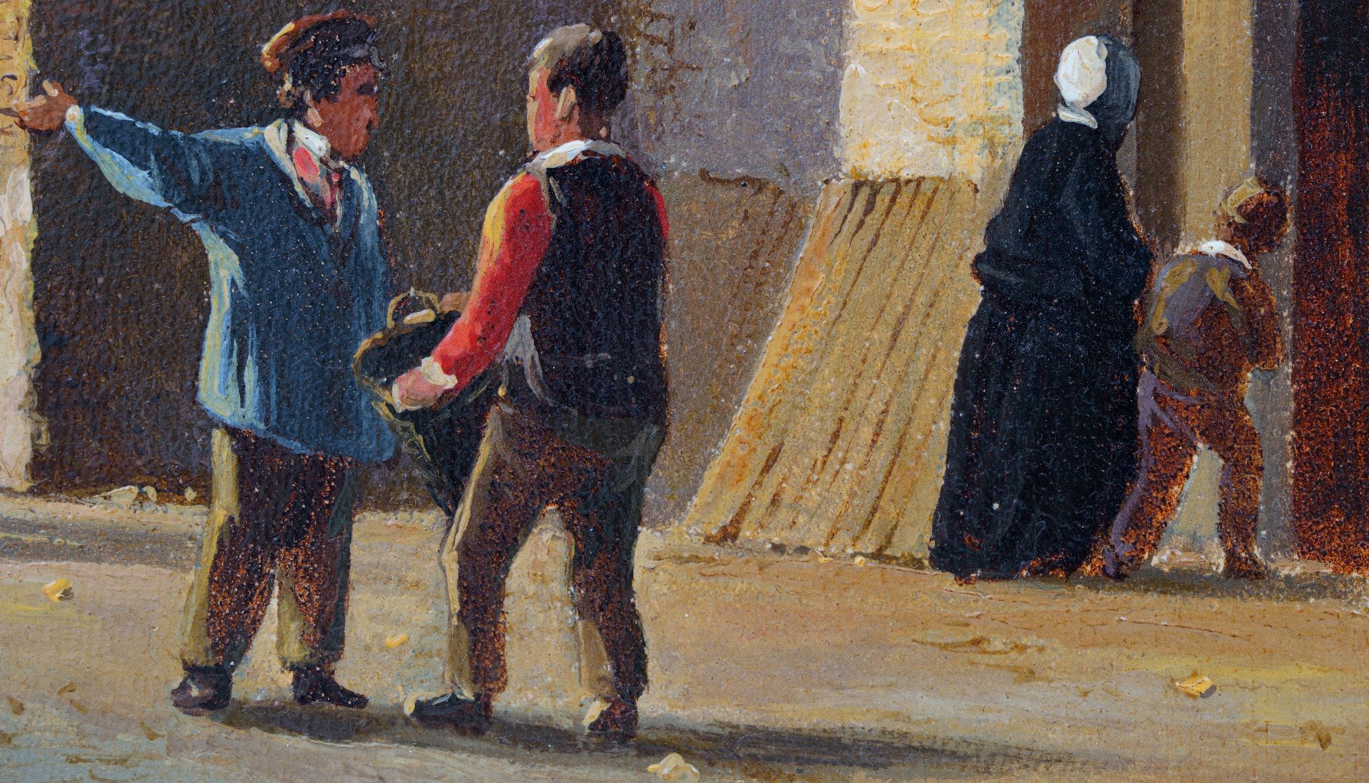 Adrianus Eversen | Schilderijen vh. te Koop | Zonnig straatje met figuren