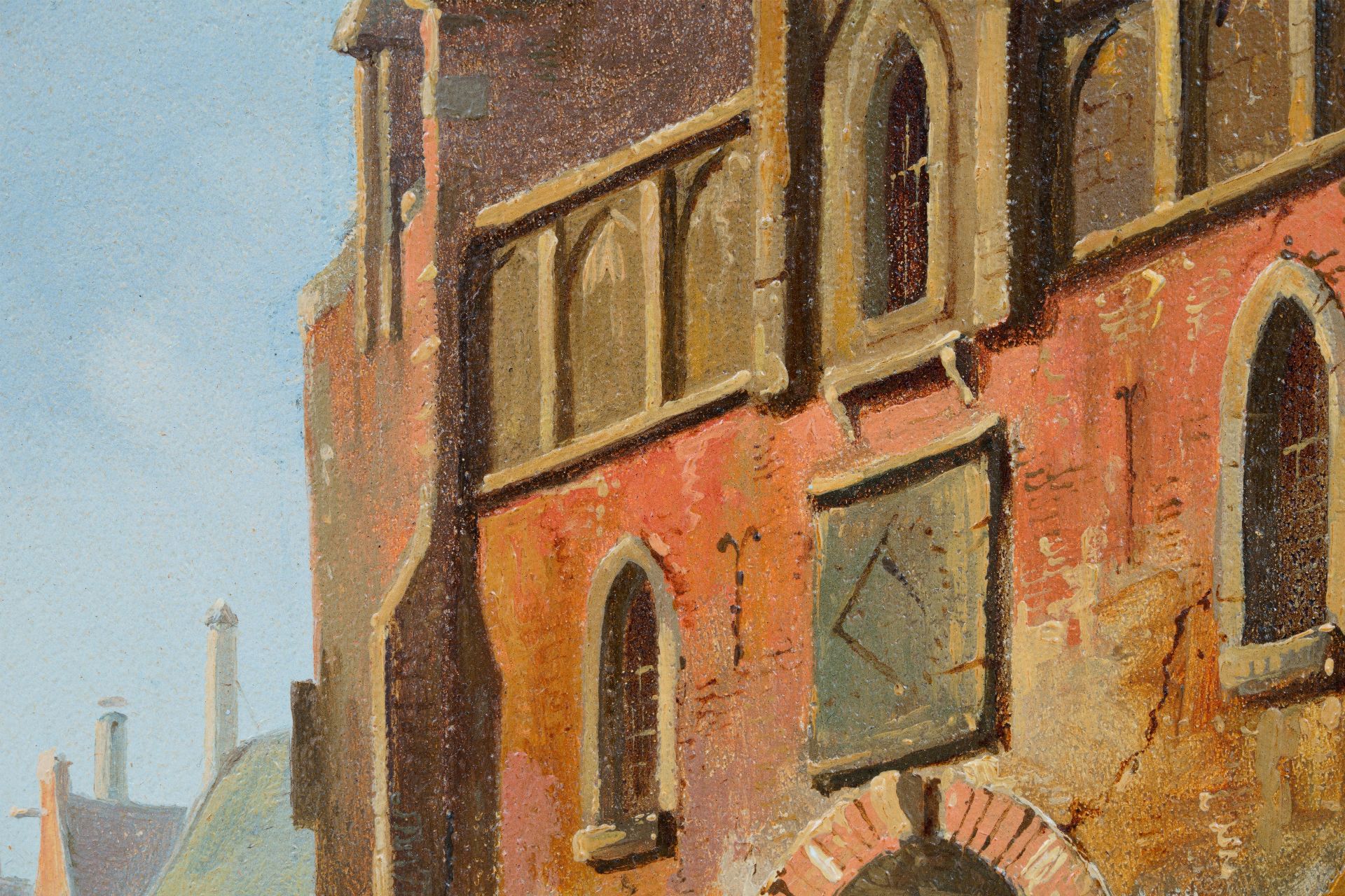 Adrianus Eversen | Schilderijen vh. te Koop | Zonnig straatje met figuren