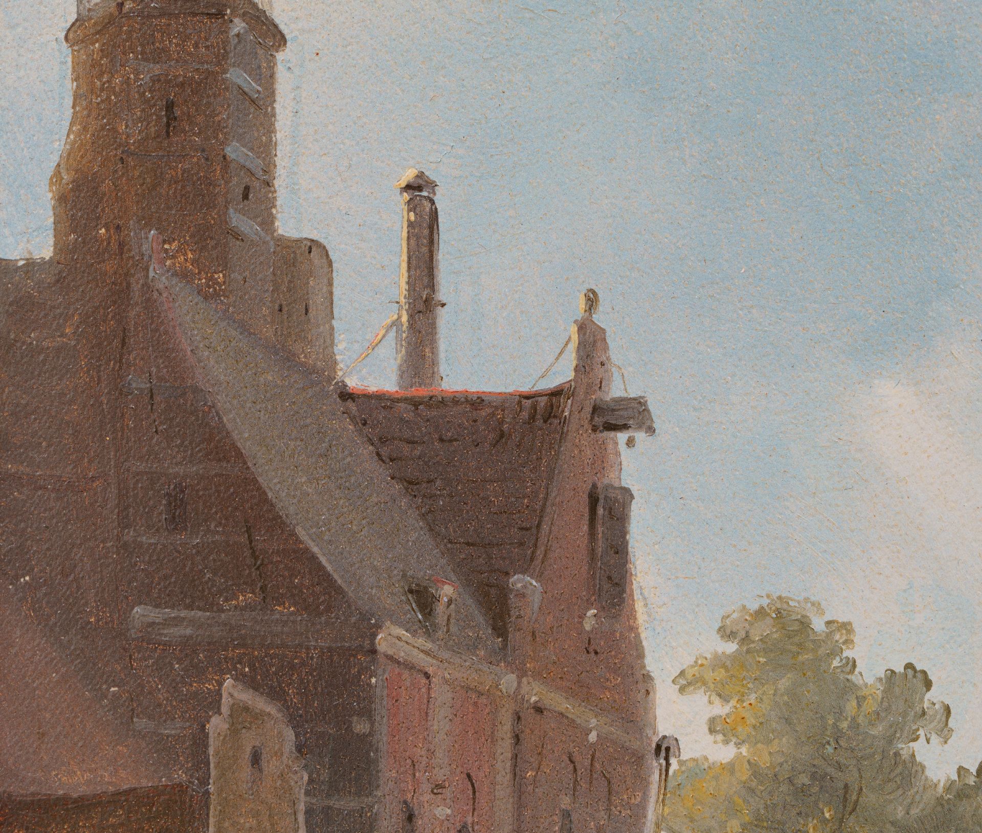 Adrianus Eversen | Schilderijen vh. te Koop | Zonnig straatje met figuren