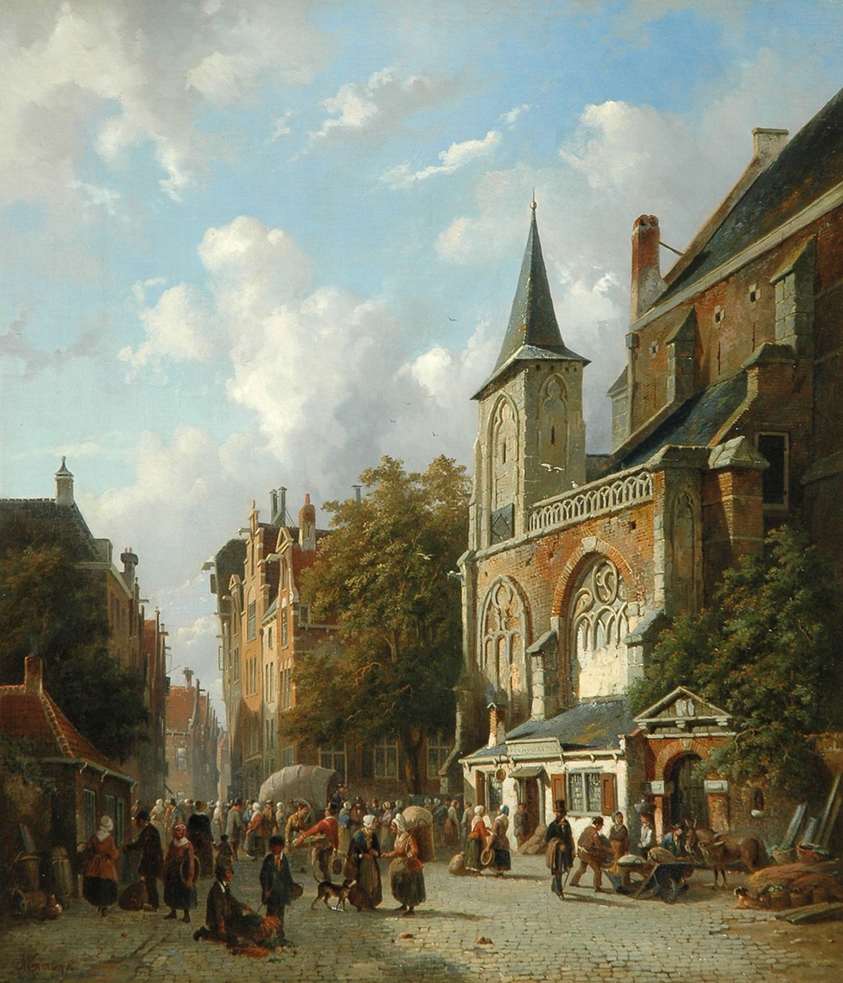 Adrianus Eversen | Schilderijen vh. te Koop | Hollands stadsgezicht