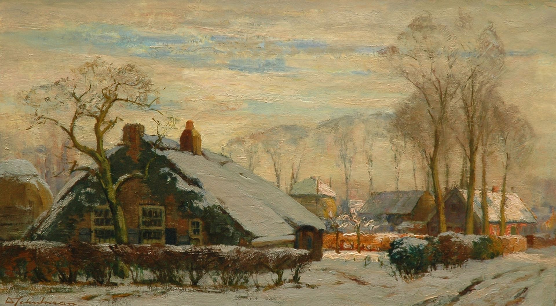 David Schulman | Paintings prev. for Sale | Farm in winter landscape