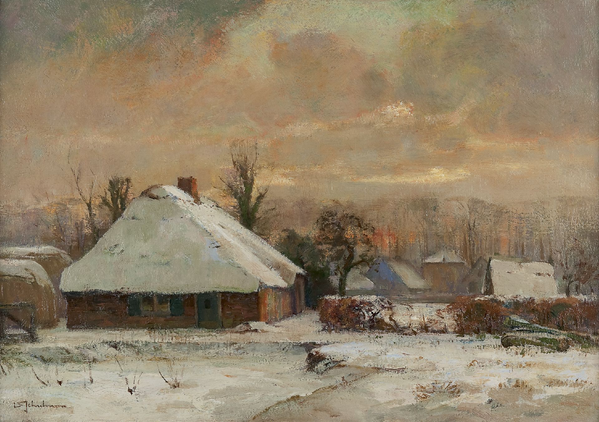 David Schulman | Paintings prev. for Sale | Snow-covered farms at ...