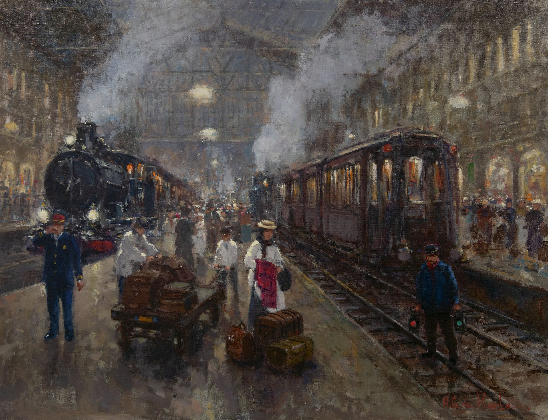 Hennie de Korte | Paintings prev. for Sale | Rush hour at the station