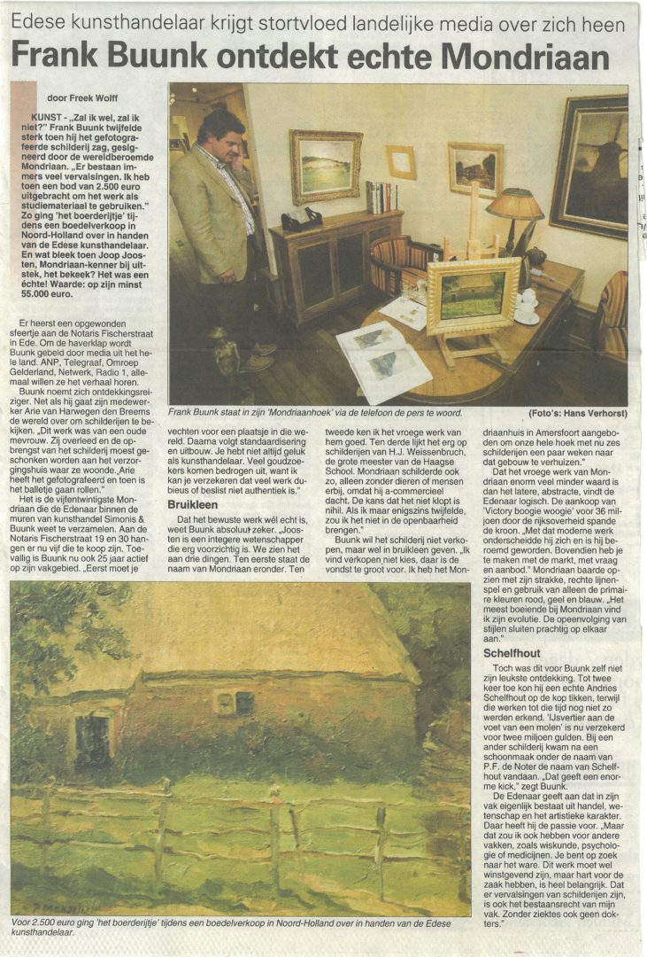 Frank Buunk ontdekt echte Mondriaan - Kunsthandel Simonis en Buunk, Ede